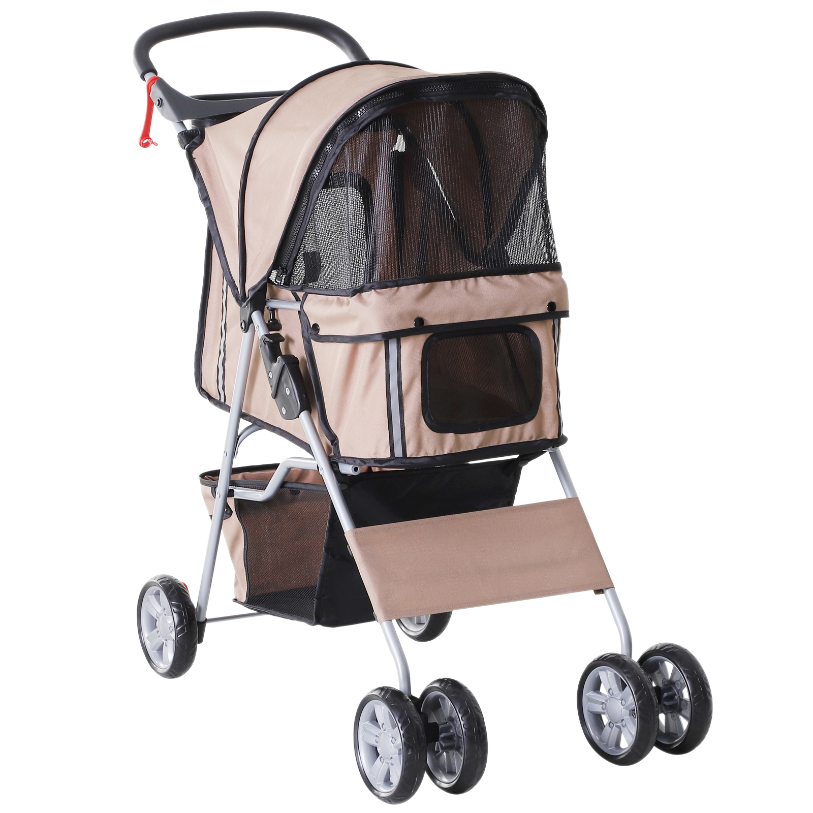 Passeggino per Cani Pieghevole Caffè 75x45x97 cm