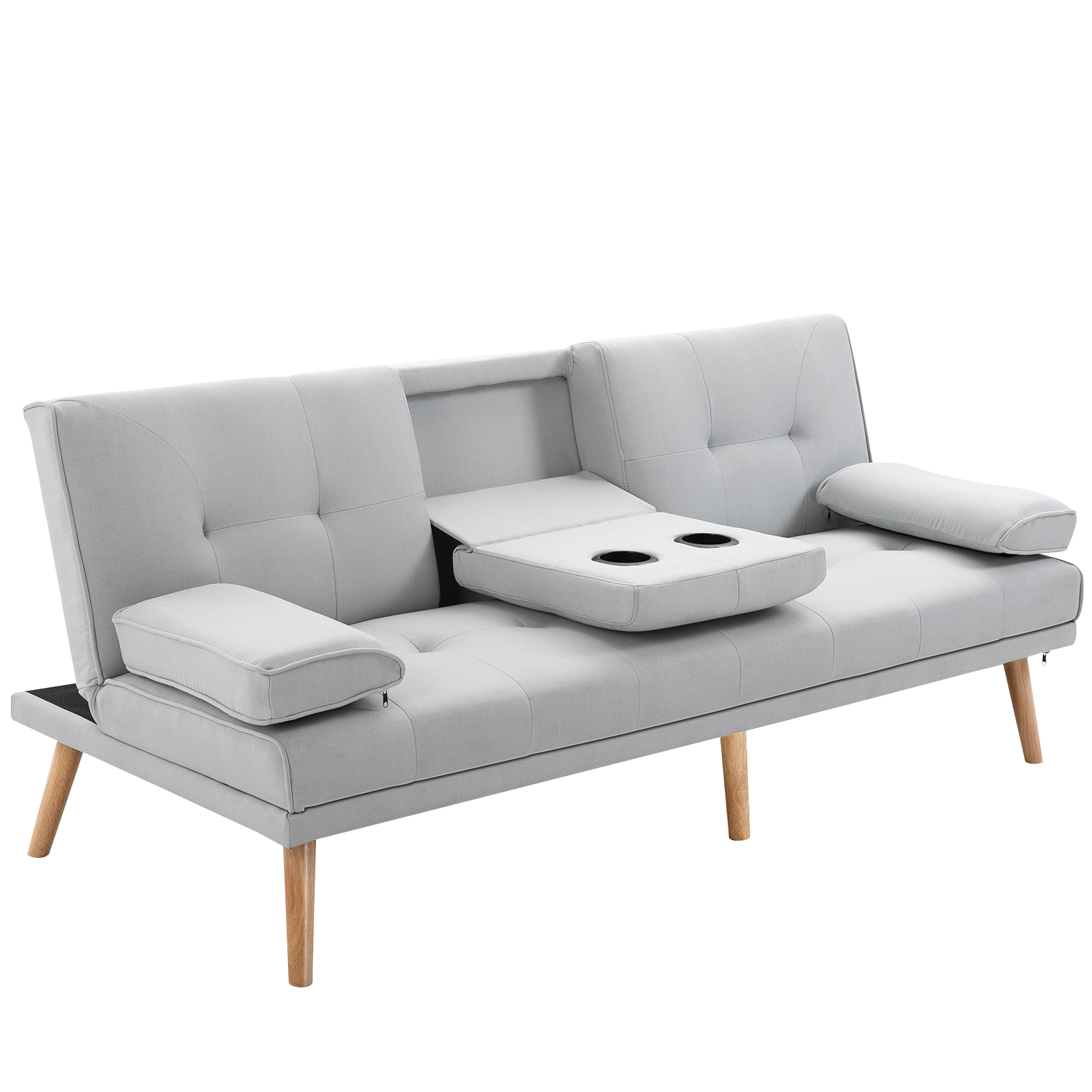 Divano Letto 3 Posti 181x77x72 cm in Tessuto Grigio