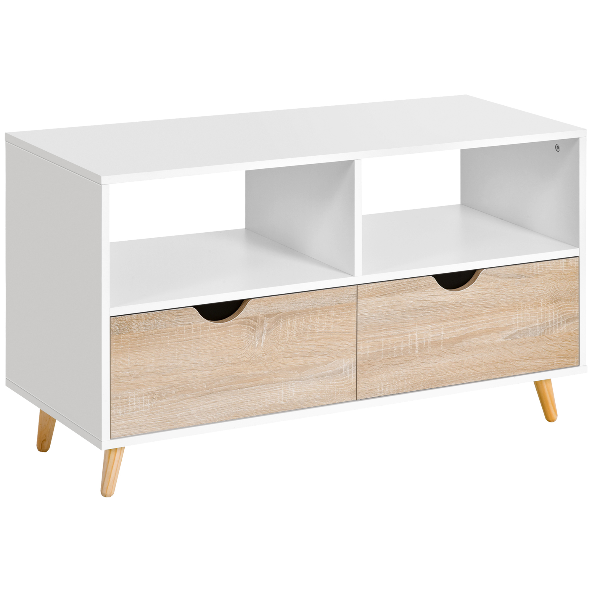 Mobile TV 2 Cassetti 2 Ripiani 99x39x58 cm in Legno Bianco