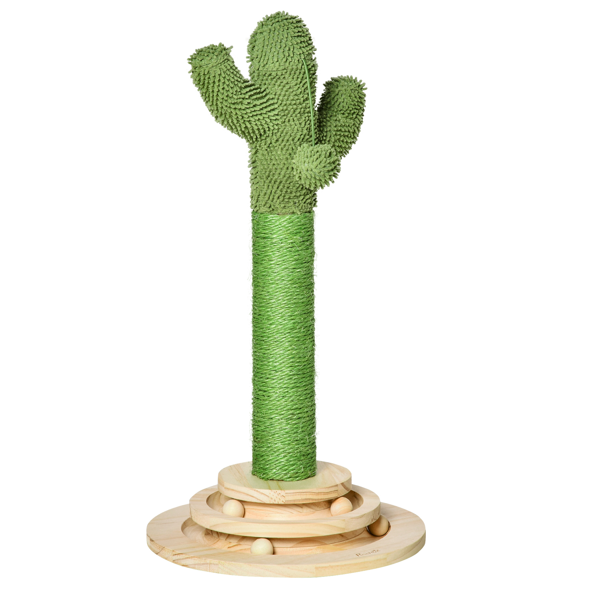Albero Tiragraffi a Cactus per Gatti 32x32x60 cm in Corda Sisal e Palline in