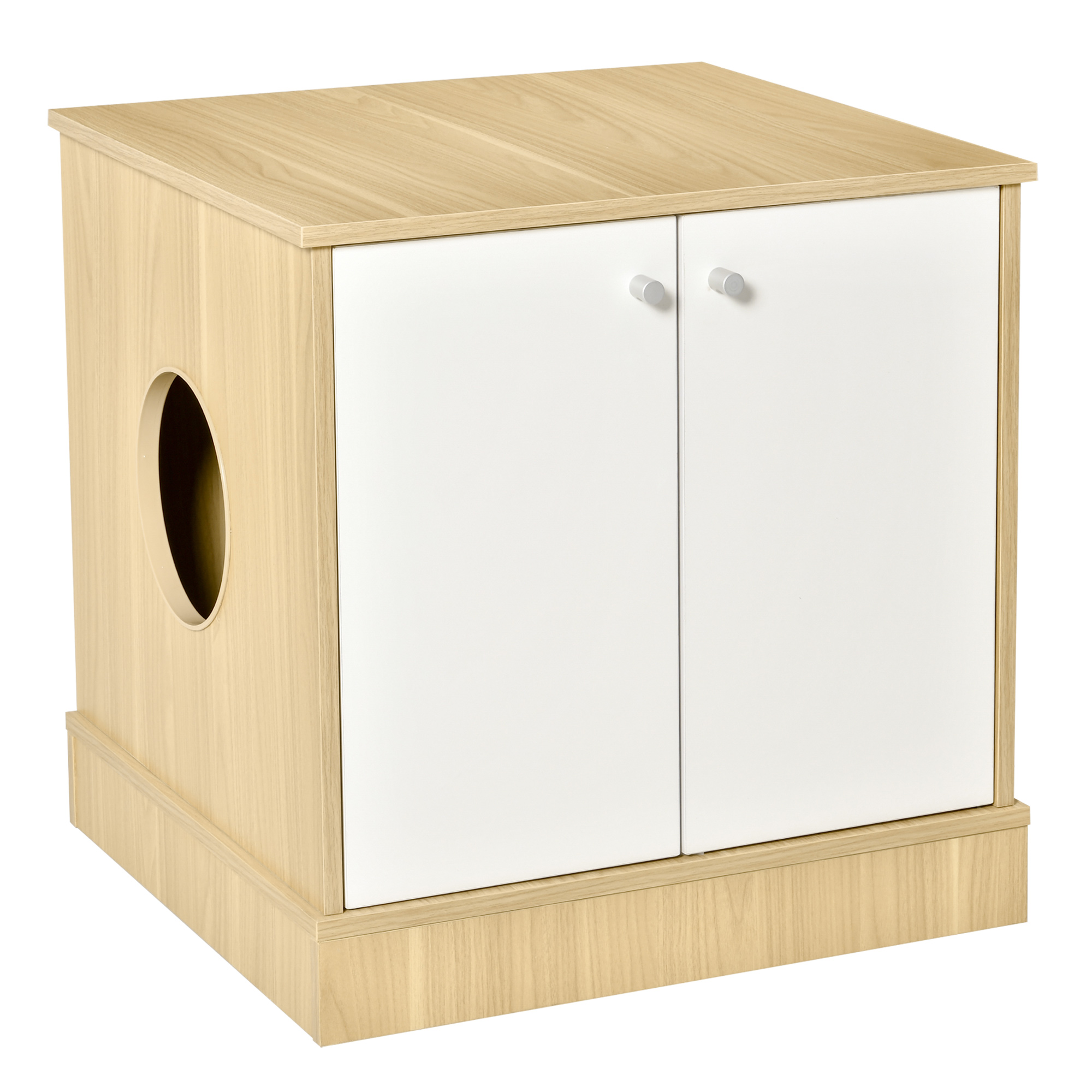 Mobile Lettiera per Gatti 60x55x62,5 cm in Legno Legno e Bianco