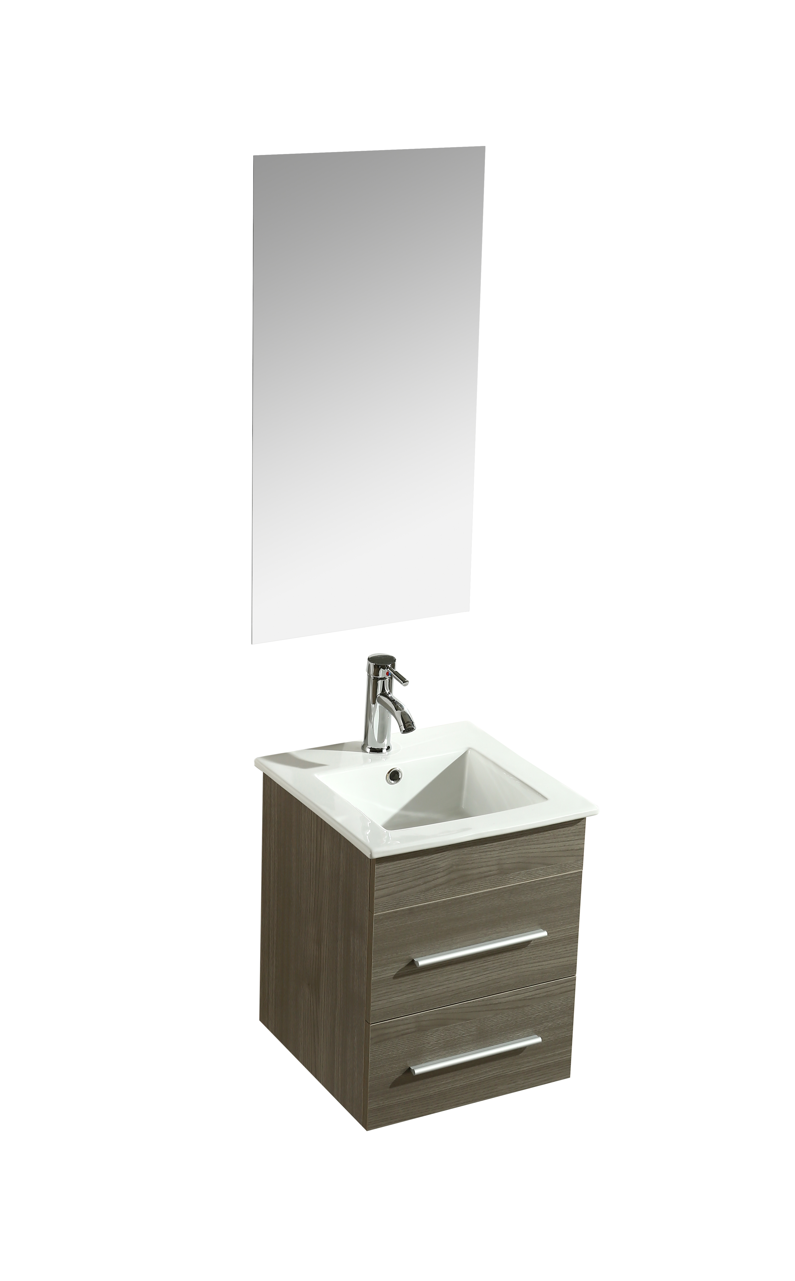 Mobile Bagno Sospeso 41 cm in MDF con Specchio Vorich Rayan Grigio