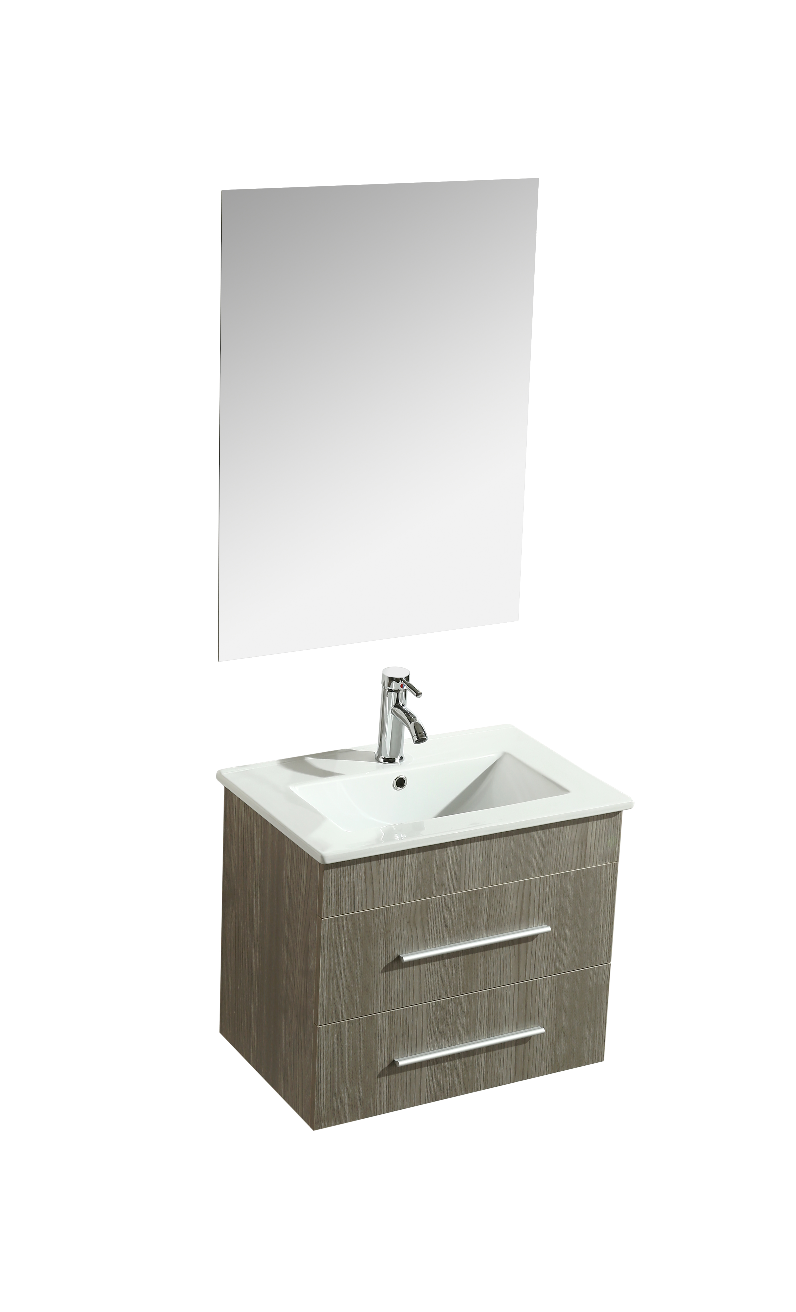 Mobile Bagno Sospeso 60 cm in MDF con Specchio Vorich Kristal Grigio